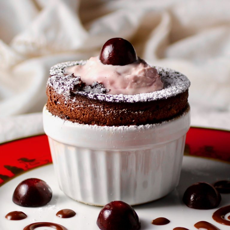 Chocolate Soufflé, Cherry Vanilla Ice Cream - Taste With The Eyes