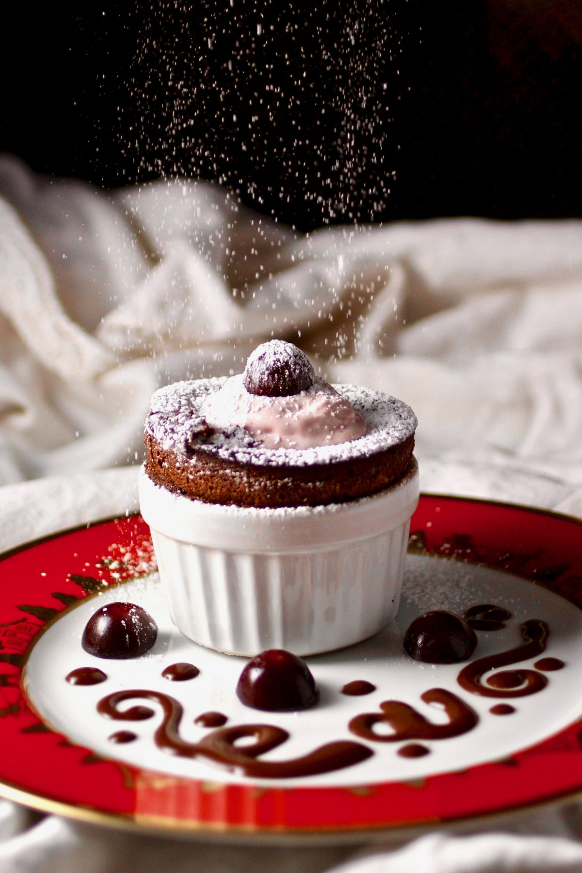 Chocolate Soufflé, Cherry Vanilla Ice Cream - Taste With The Eyes