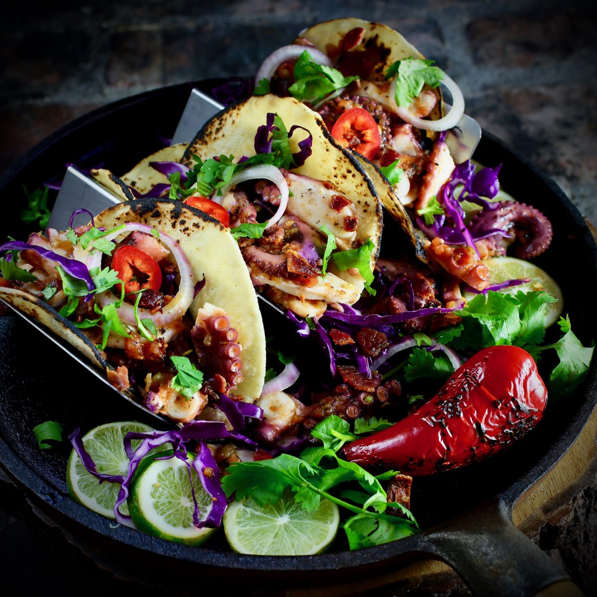 Octopus Tacos with Bacon - Taste With The Eyes