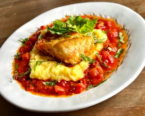 Chilean Sea Bass, Polenta al Pomodoro - Taste With The Eyes