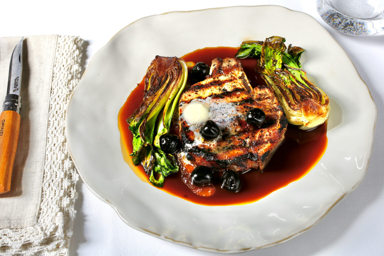 Grilled Pork Chop, Luxardo Cherry Demi-Glace - Taste With The Eyes
